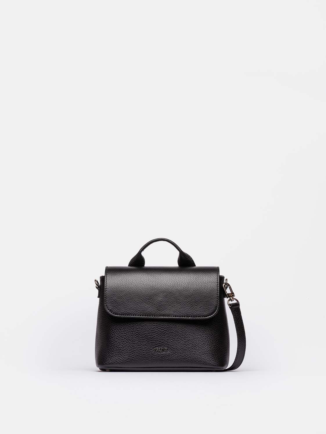 Cartera De Mano Miss Daisy En Cuero Graneado Negro - Prüne