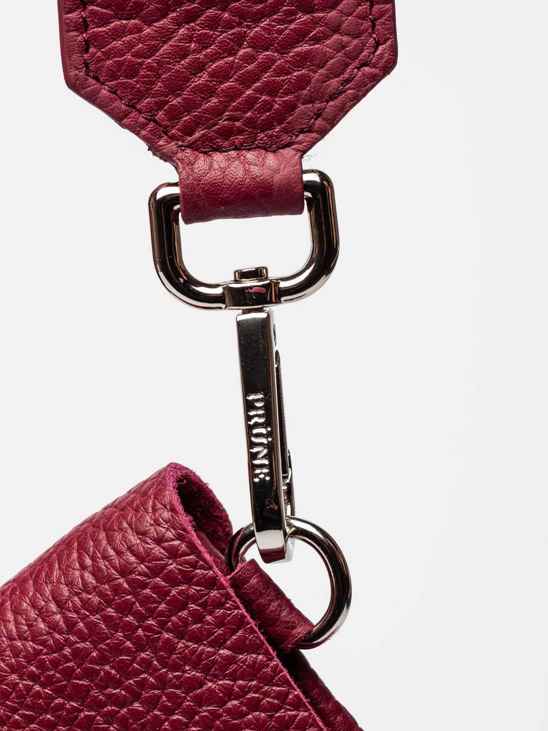 Mini Bag Olivia En Cuero Graneado Burgundy Niquel - Prüne